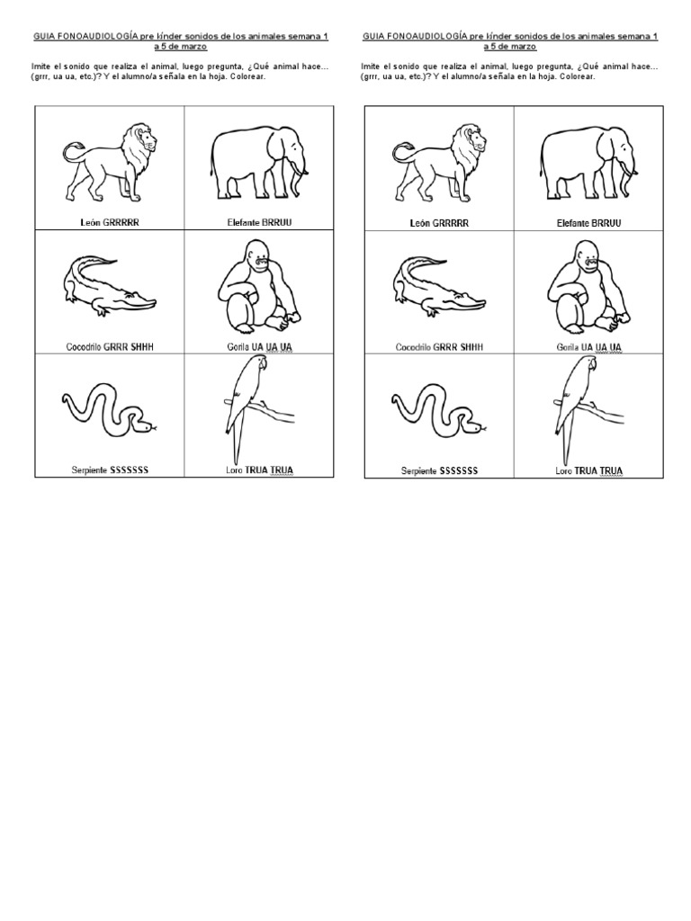GUIA x2 Pre Kinder Sonidos de Los Animales Semana 1 A 5 de Marzo | PDF