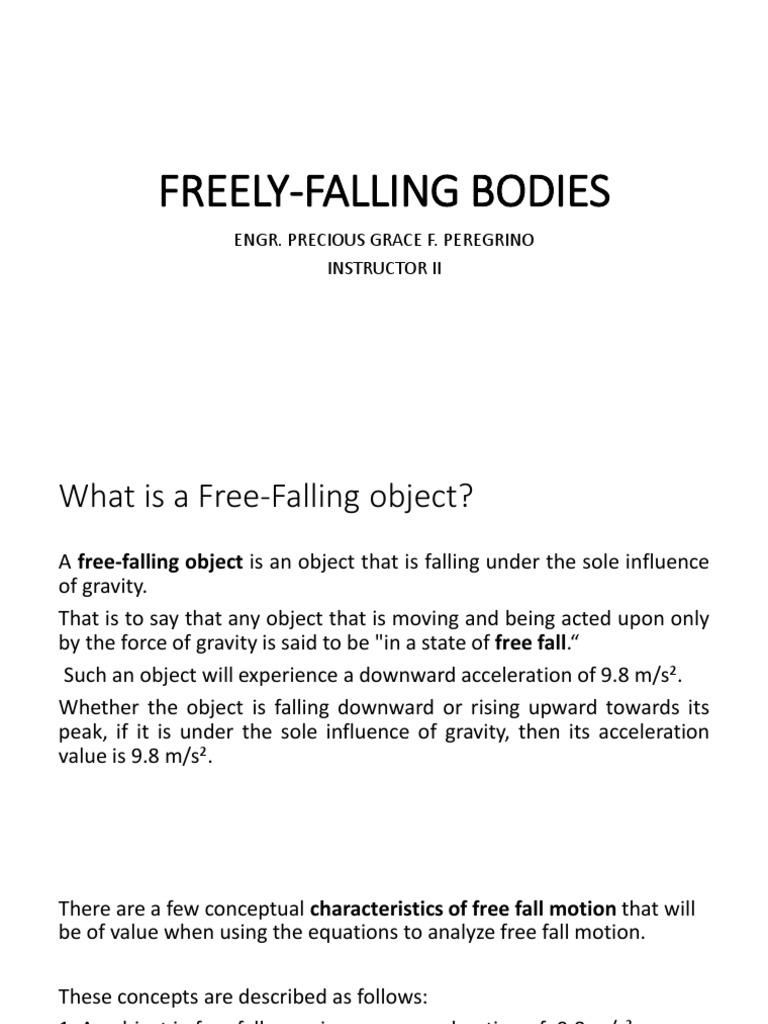 Freely-Falling Bodies | PDF | Acceleration | Kinematics