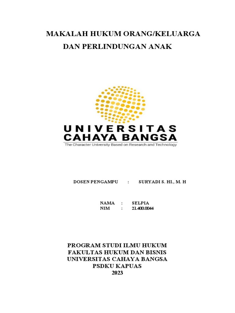 Makalah Hukum Perlindungan Anak PDF | PDF | Hukum