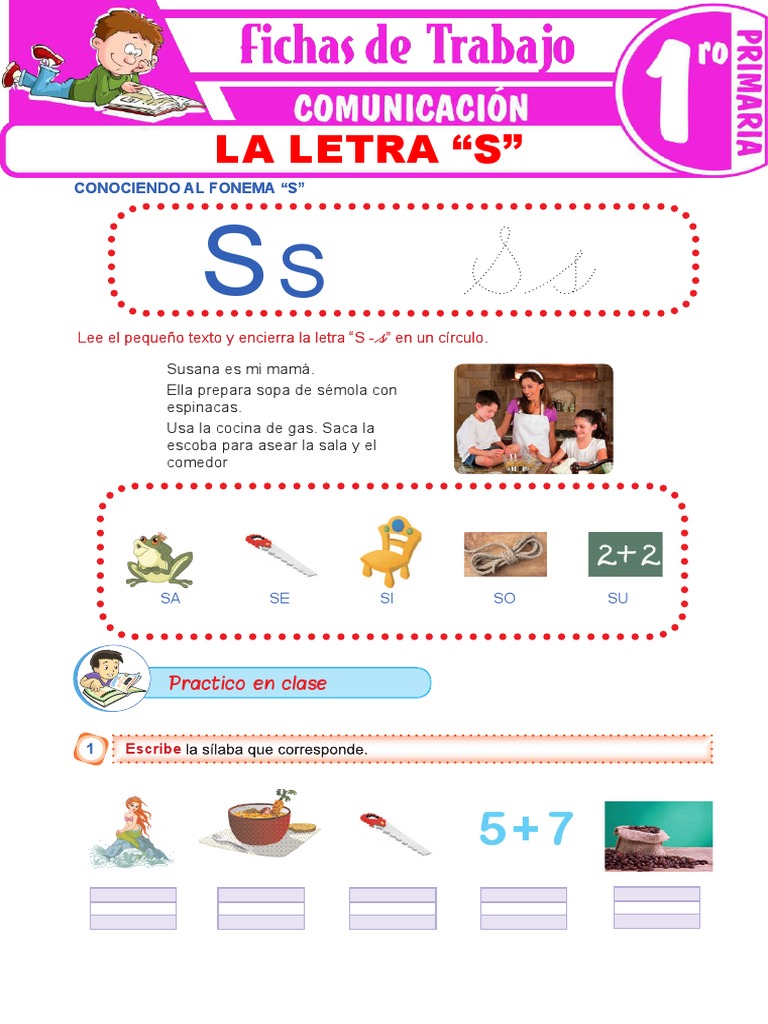 Actividades del fonema S para primer grado | PDF