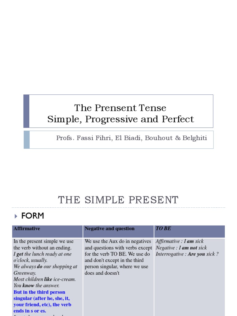 Lesson - The Present Tense | PDF | Linguistics | Grammar