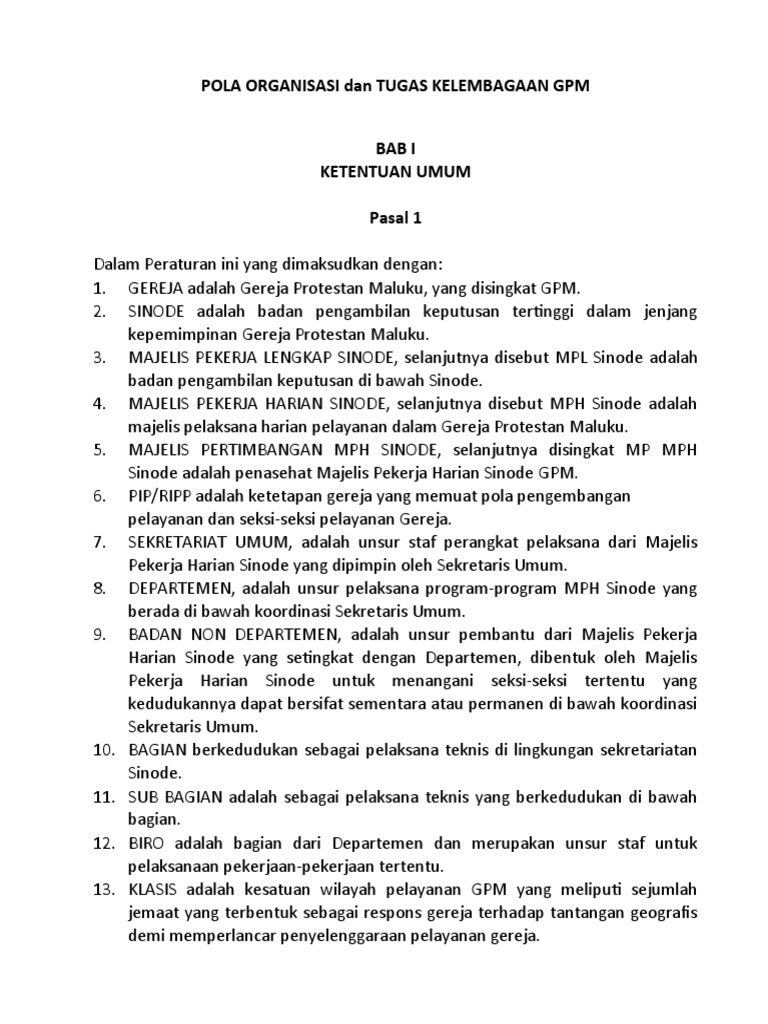 Pola Organisasi GPM | PDF