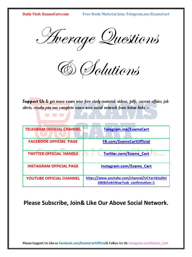 Average Questions & Solutions: Please Subscribe, Join& Like Our Above ...