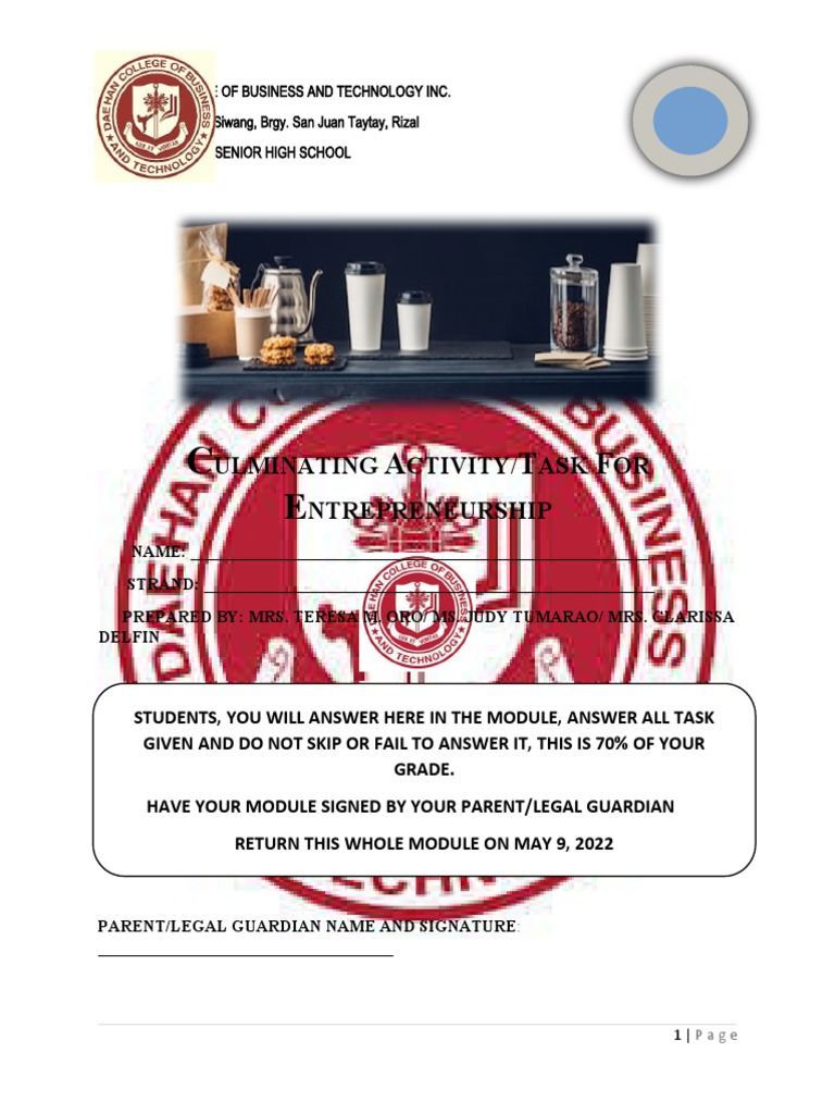 Culminating Activitytask For Entrepreneurship | PDF | Economies