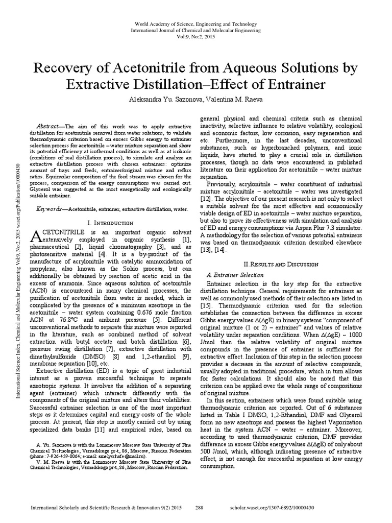 Acn Water Pdf Pdf Distillation Water