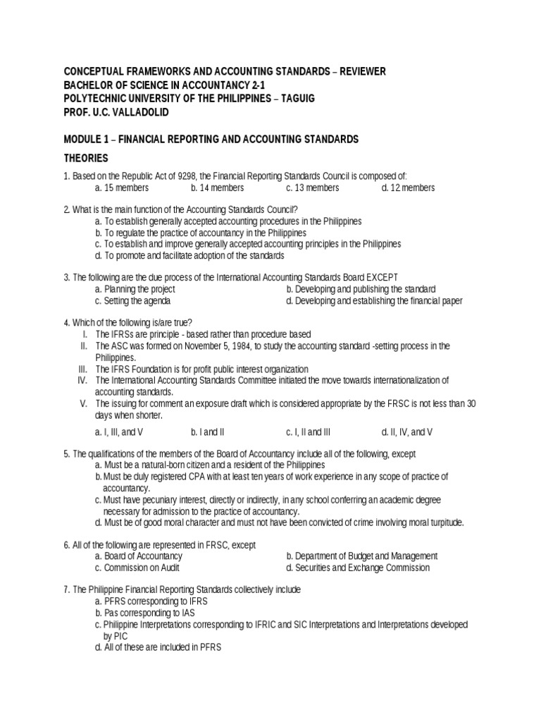 CFAS Reviewer - Module 1 & 2 | PDF | International Financial Reporting Standards | Accounting