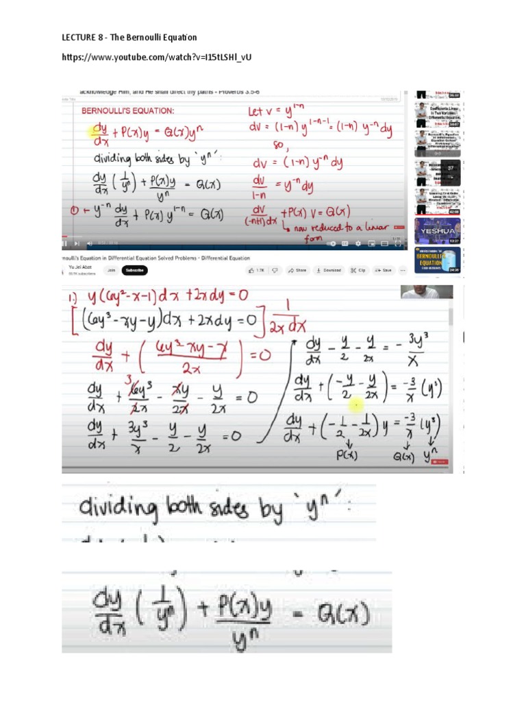 LECTURE 8 - The Bernoulli Equation | PDF