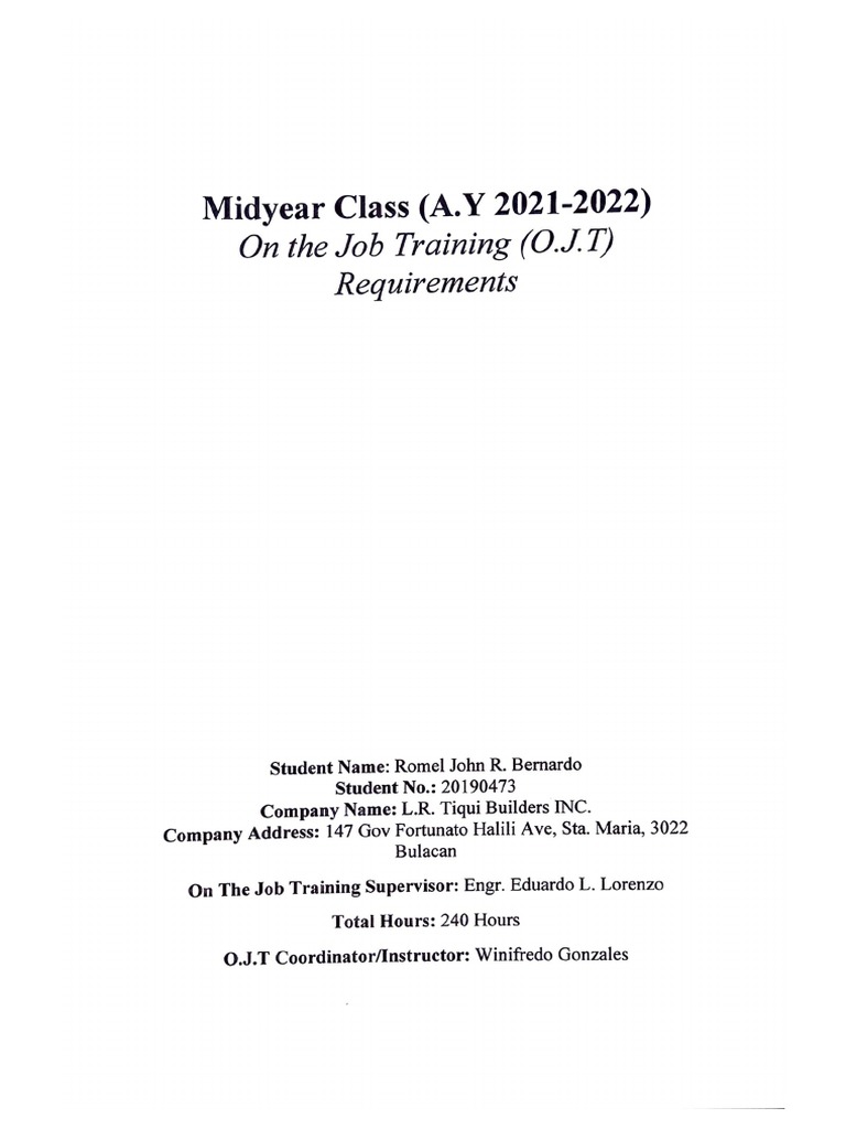 BERNARDO, Romel John R.-OJT Requirements PDF | PDF