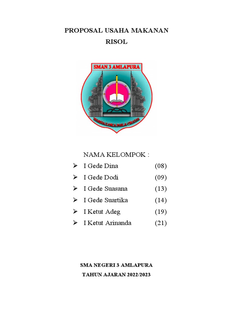 Proposal Usaha Risol Mayo Dina | PDF