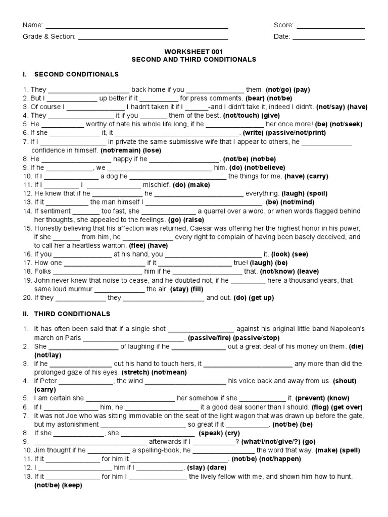English 9 - Second&Third Conditionals | PDF