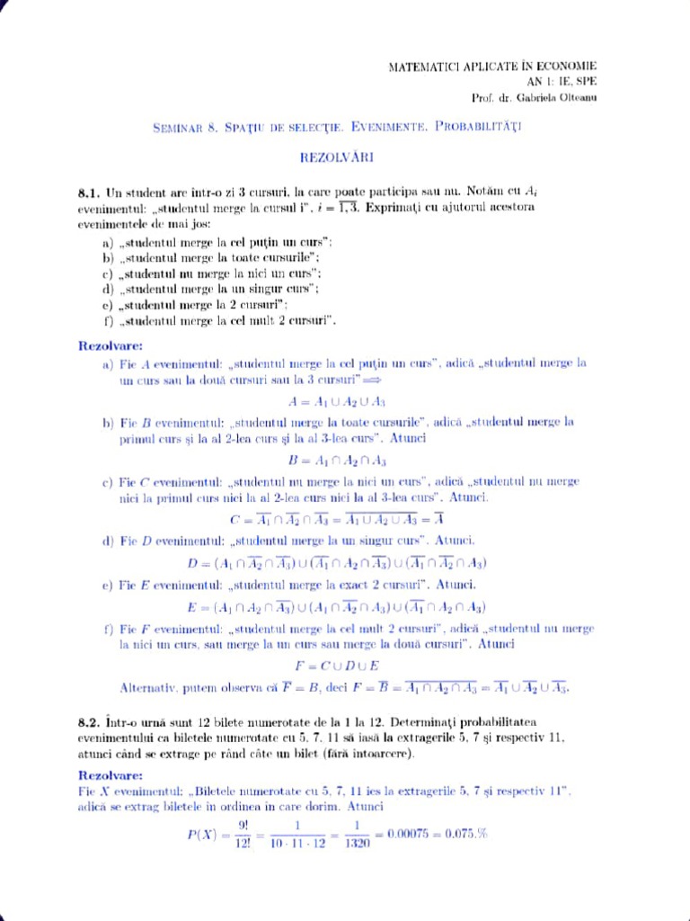 Matematici Aplicate În Economie Probleme Rezolvate Partea A 2-A PDF | PDF
