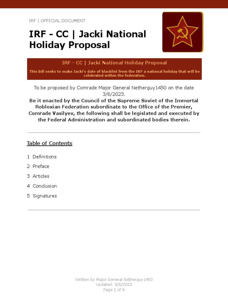 Citizens Day Holiday Proposal | PDF | Government