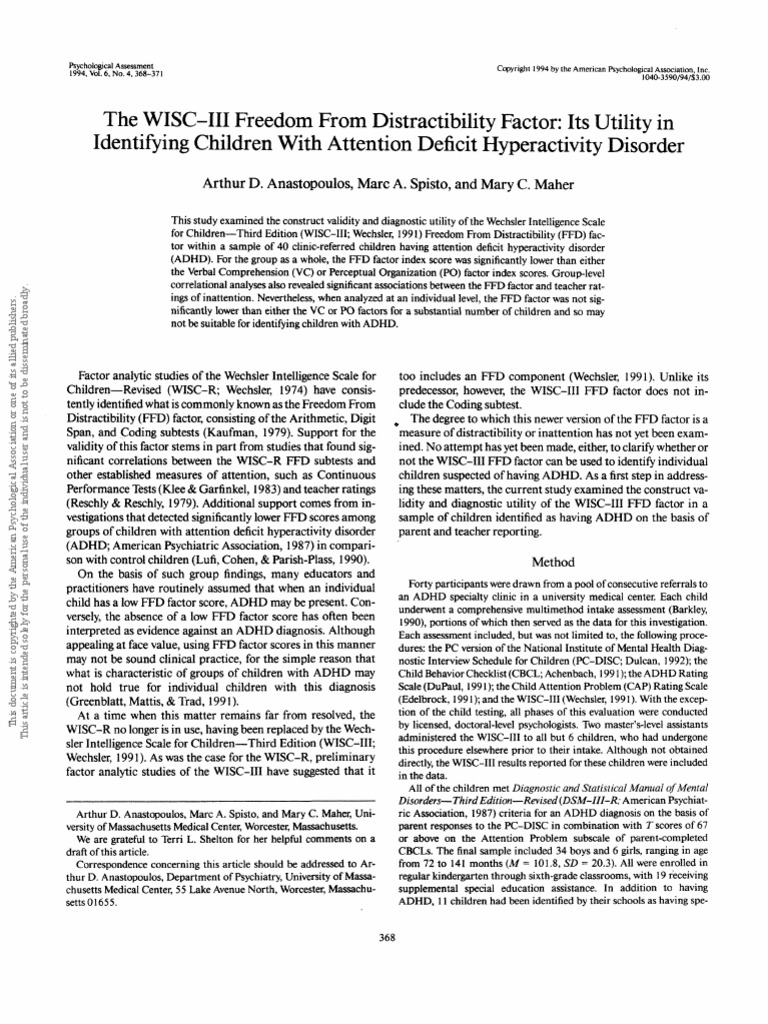 Freedom From Distractibility | PDF | Attention Deficit Hyperactivity ...