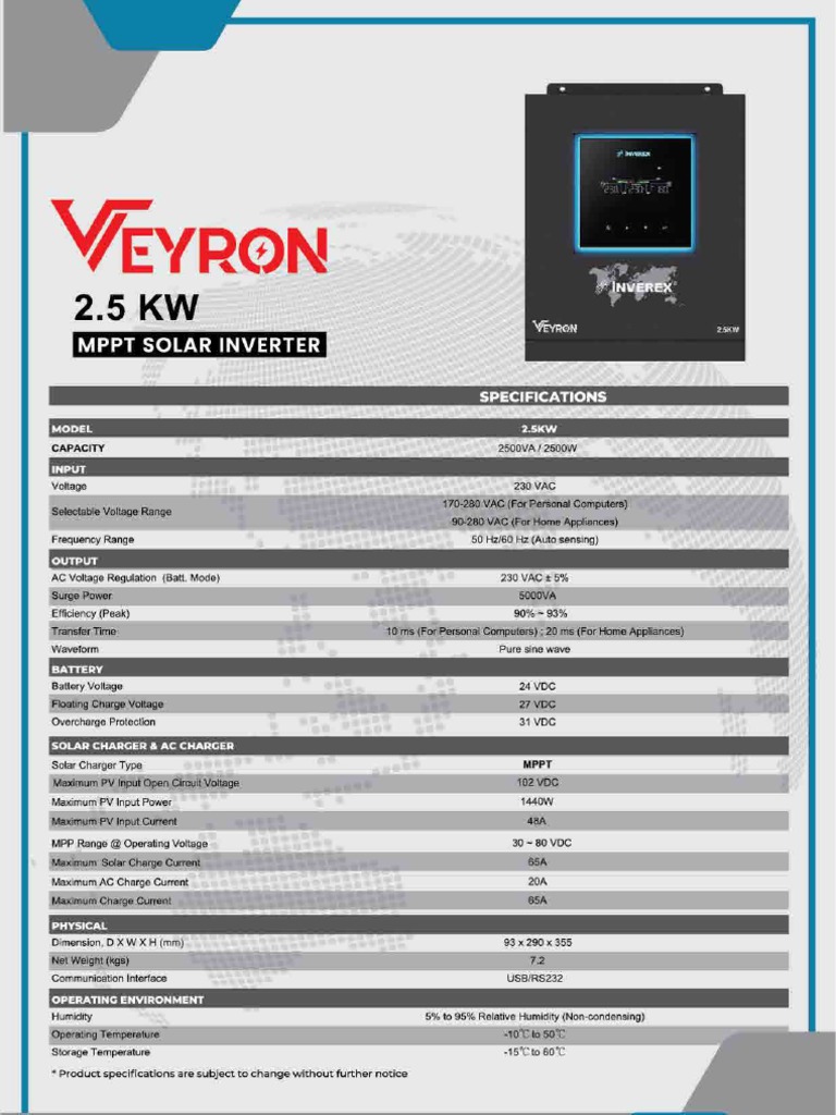 Inverex VEYRON 2.5 KW | PDF