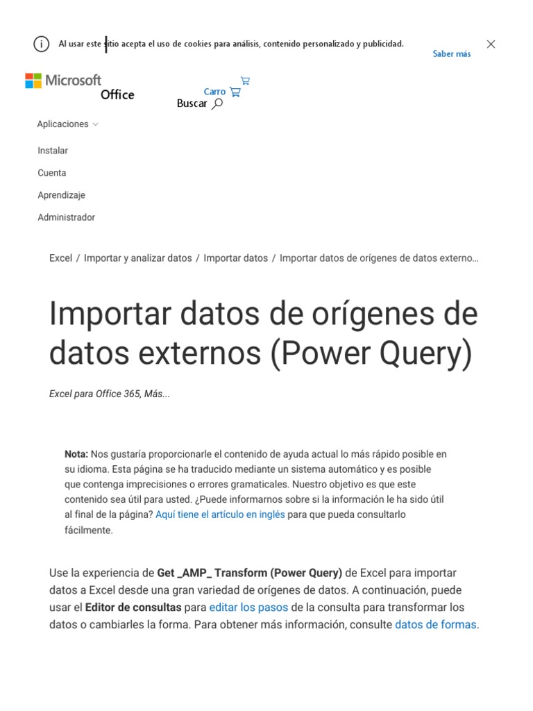 Importar Datos de Orígenes de Datos Externos (Power Query) - Excel | PDF | Microsoft | Bases de ...