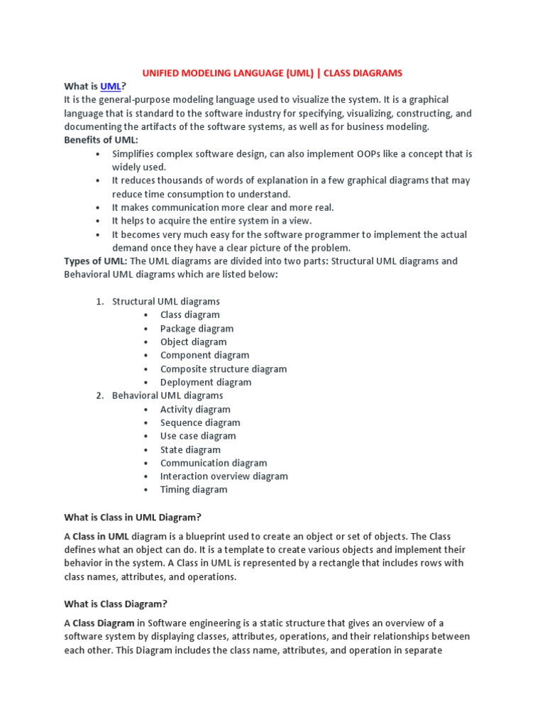 Uml Class Diagrams Explained Pdf Class Computer Programming Unified Modeling Language