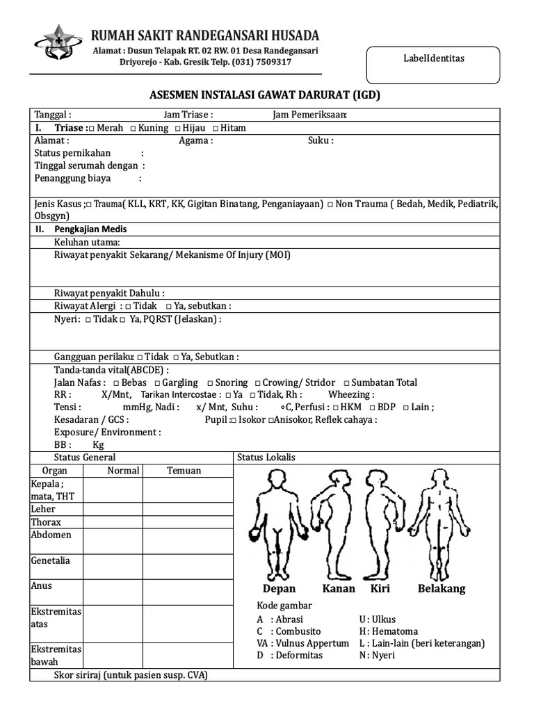 Asesmen IGD & Lembar Observasi IGD | PDF