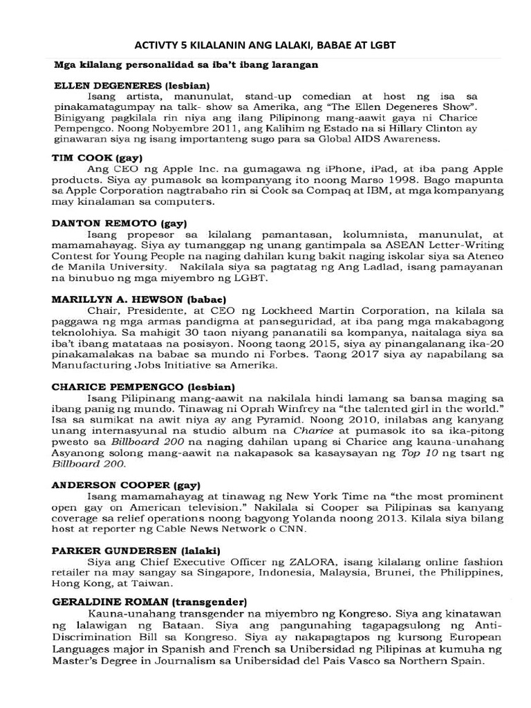 Activty 5 Kilalang Personalidad Sy2022 | PDF