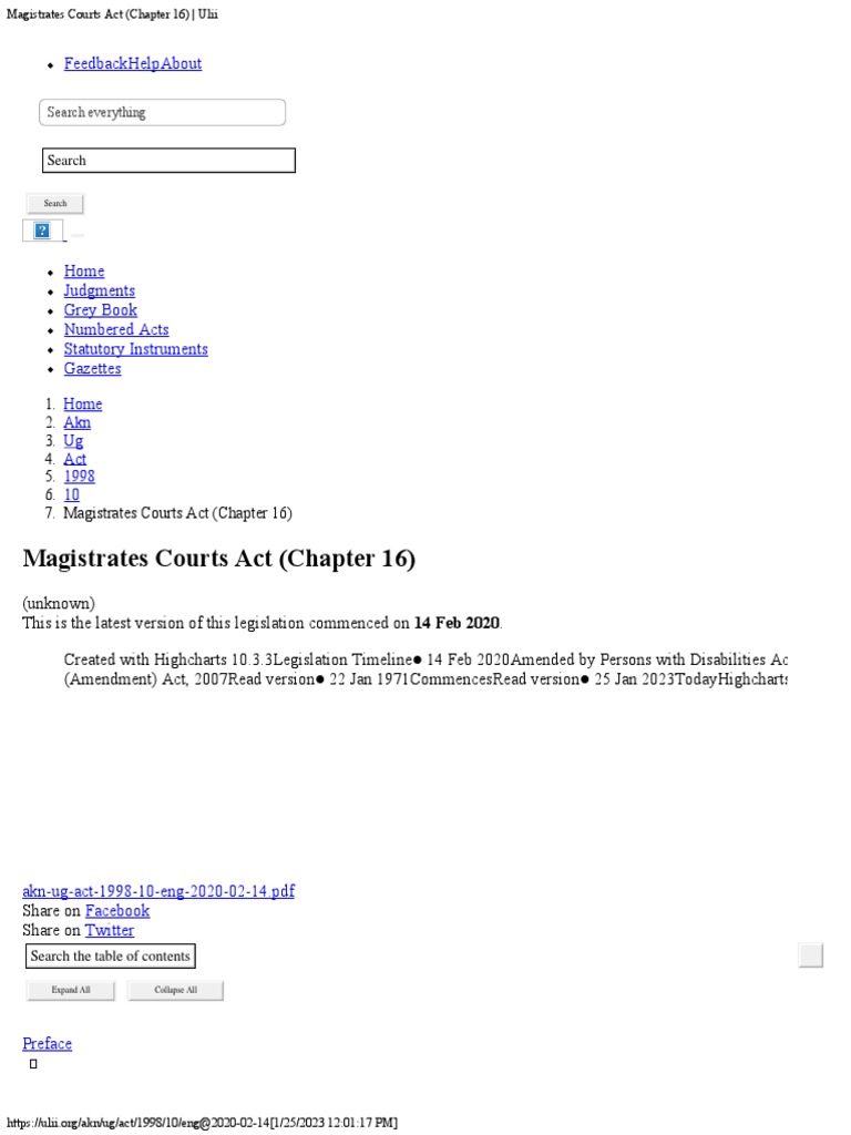 Magistrates Courts Act (Chapter 16) Ulii | PDF | Bail | Magistrate