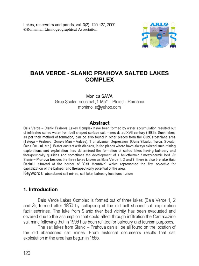 Baia Verde - Slanic Prahova Salted Lakes Complex: Monica SAVA | PDF ...