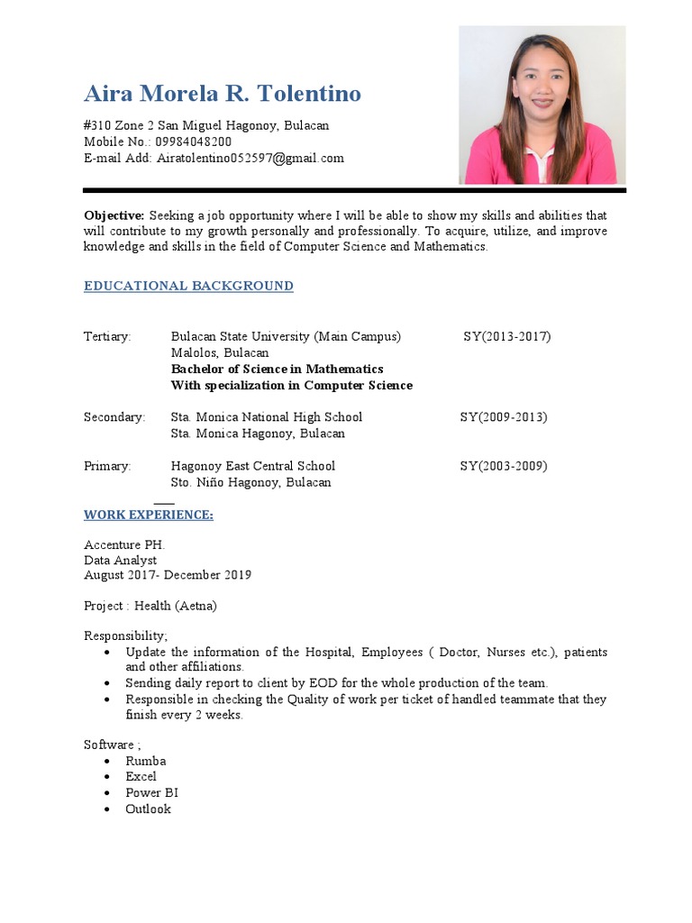 Aira CV Resume | PDF | Databases | Microsoft Excel