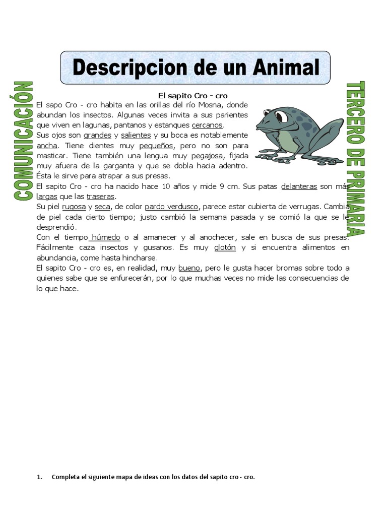 Características del sapito Cro - cro | PDF