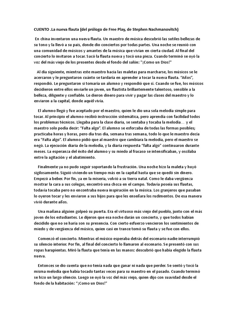 CUENTO La Nueva Flauta | PDF | Artes del Lenguaje y Comunicación