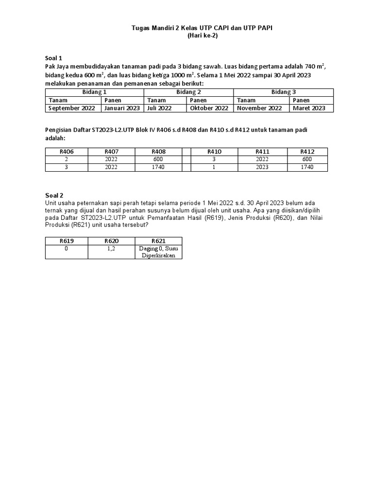 Tugas Mandiri 2 Kelas UTP CAPI Dan UTP PAPI (Hari Ke-2) | PDF