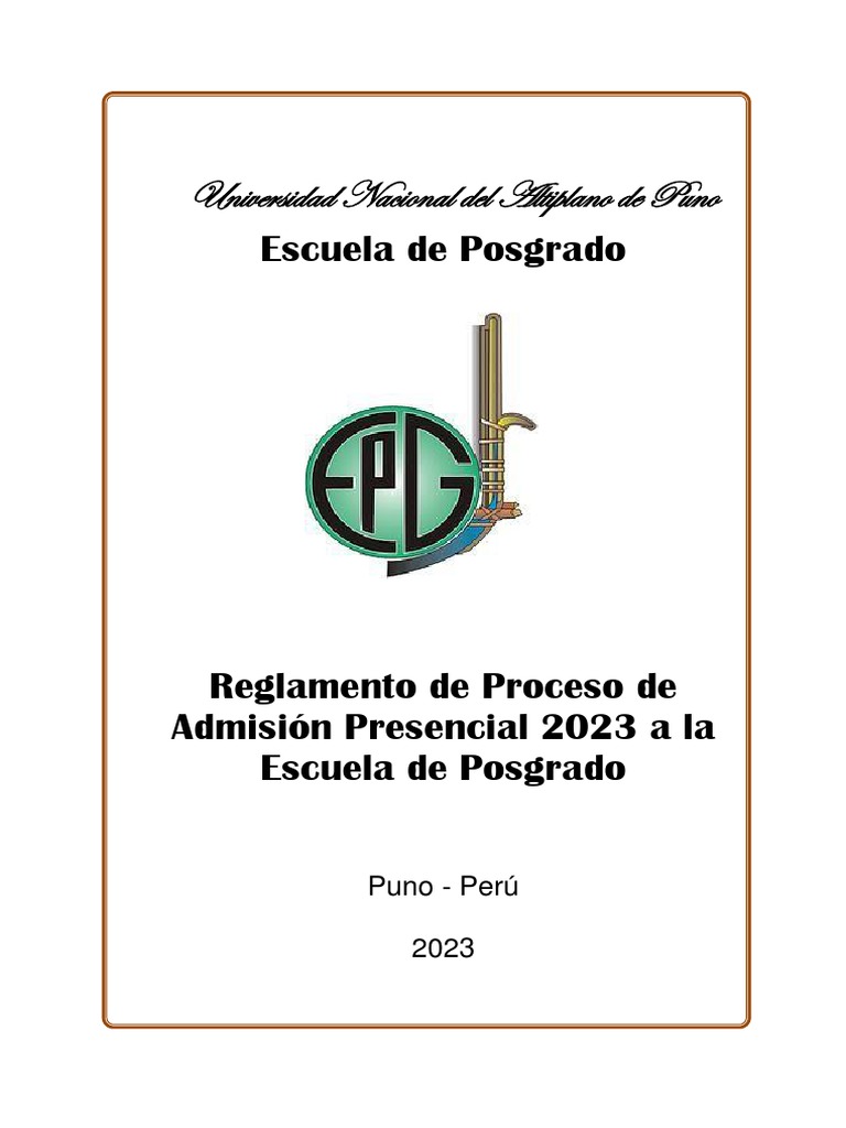 Reglamento - de - Proceso - Admision - Presencial - Epg - 2023 - Ver1 | PDF | Doctorado | Titulo ...