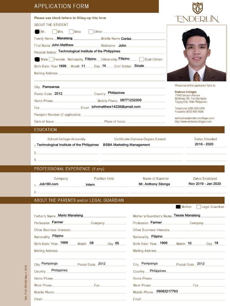 Application Form PDF | Download Free PDF | Academic Degree | Bachelor's Degree