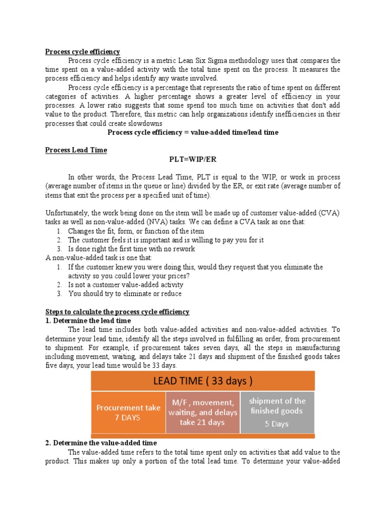 Process Cycle Efficiency | Download Free PDF | Value Added | Efficiency