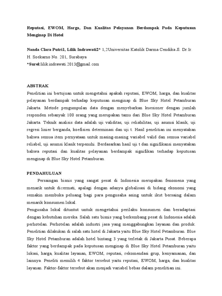 ARTIKEL INDONESIA - NANDA CLARA PUTRI | PDF