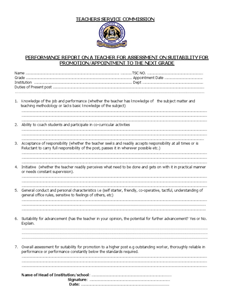 Teacher Promotion Performance Report | PDF | Cognition | Cognitive Science