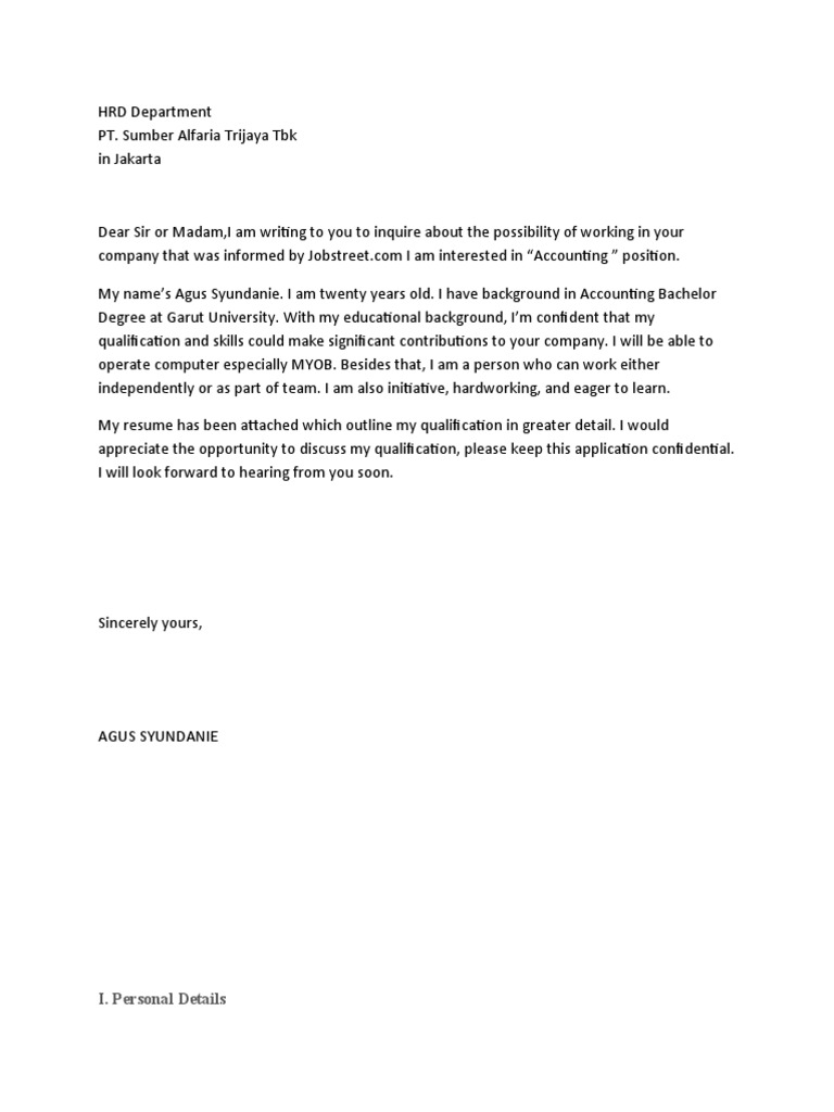 Contoh CV & Application Letter | PDF