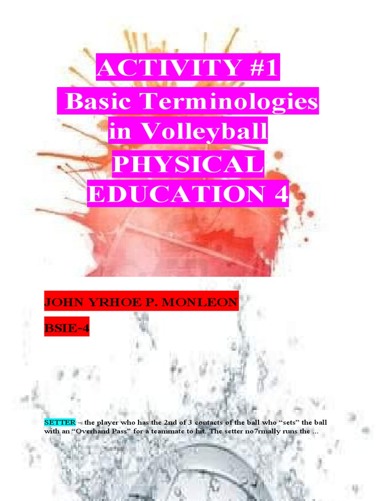 Activity #1 Basic Terminologies in Volleyball Physical Education 4 ...