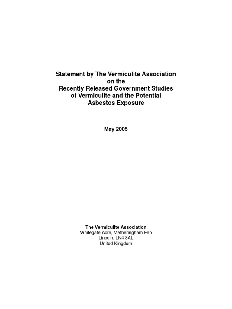 Vermiculite Asbestos Exposure Study Findings | PDF | Asbestos | Minerals
