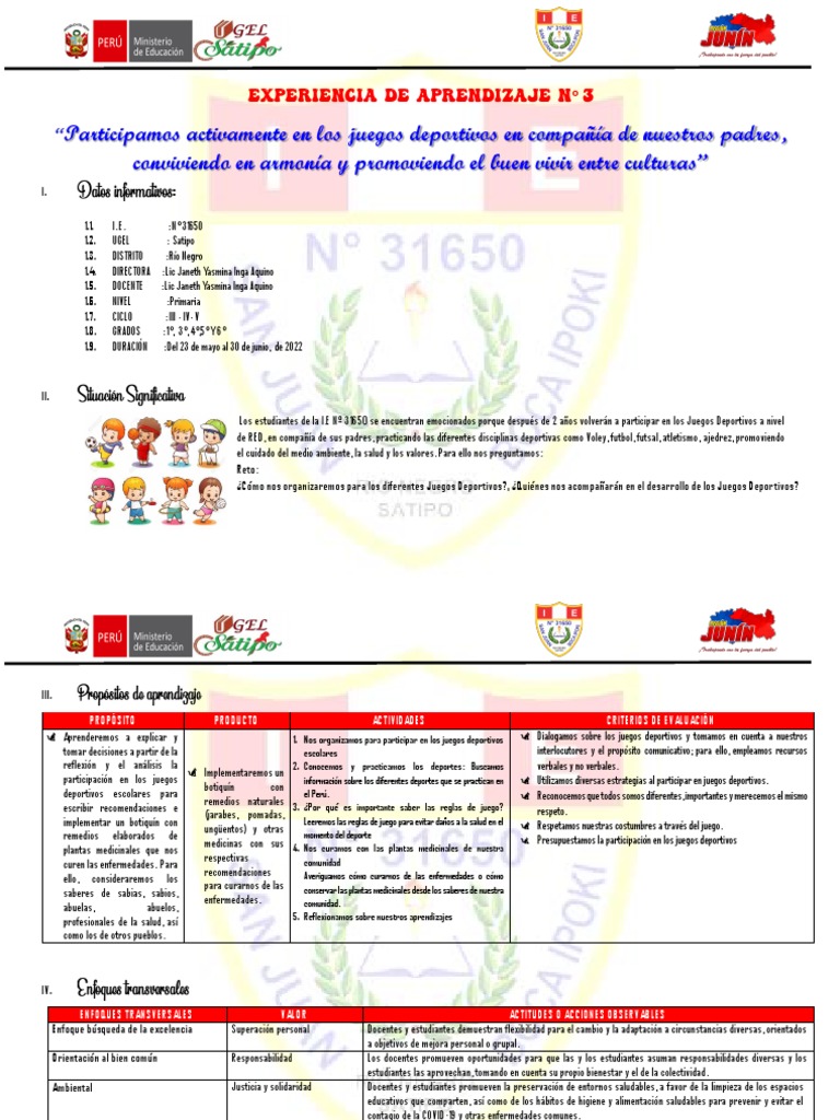 Experiencia de Aprendizaje N 3 Peru Educa PDF | PDF | Amor | Comunicación no verbal