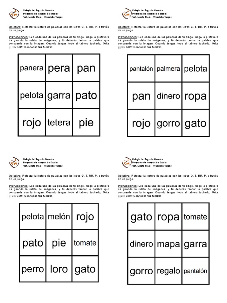 bingo palabras | PDF | Juegos de azar | Juegos de azar