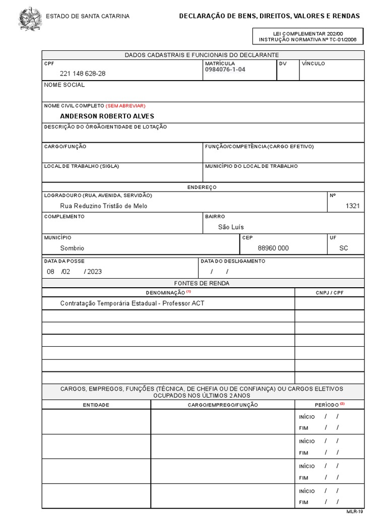 Como Preencher Declaracao De Bens E Rendas De Casa