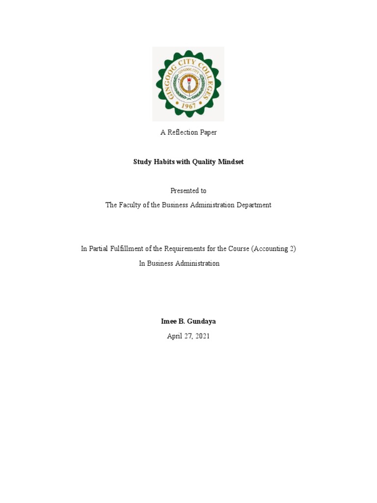 Reflection Paper | PDF | Mindset | Cognition