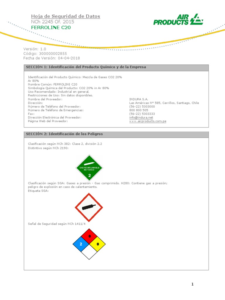 HDS Ferroline C20 | PDF | Respiración | Oxígeno