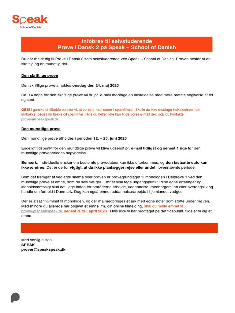 PD2 Infobrev Selvstuderende | PDF