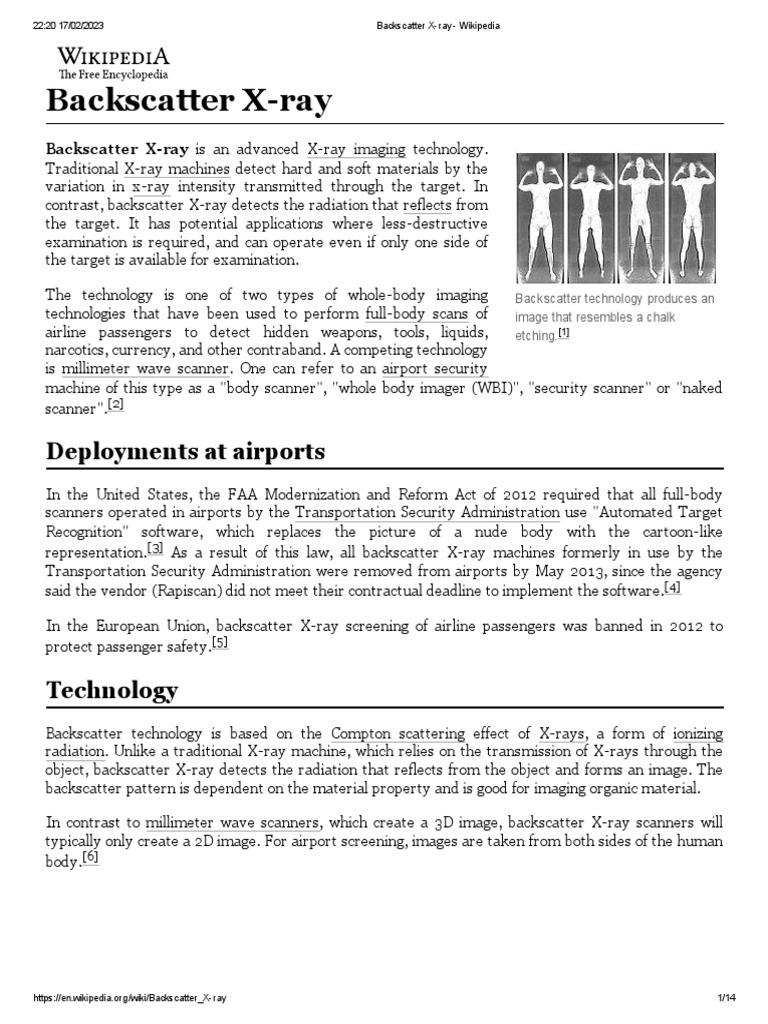 Backscatter X-Ray - Wikipedia PDF | PDF | Safety | Radiation