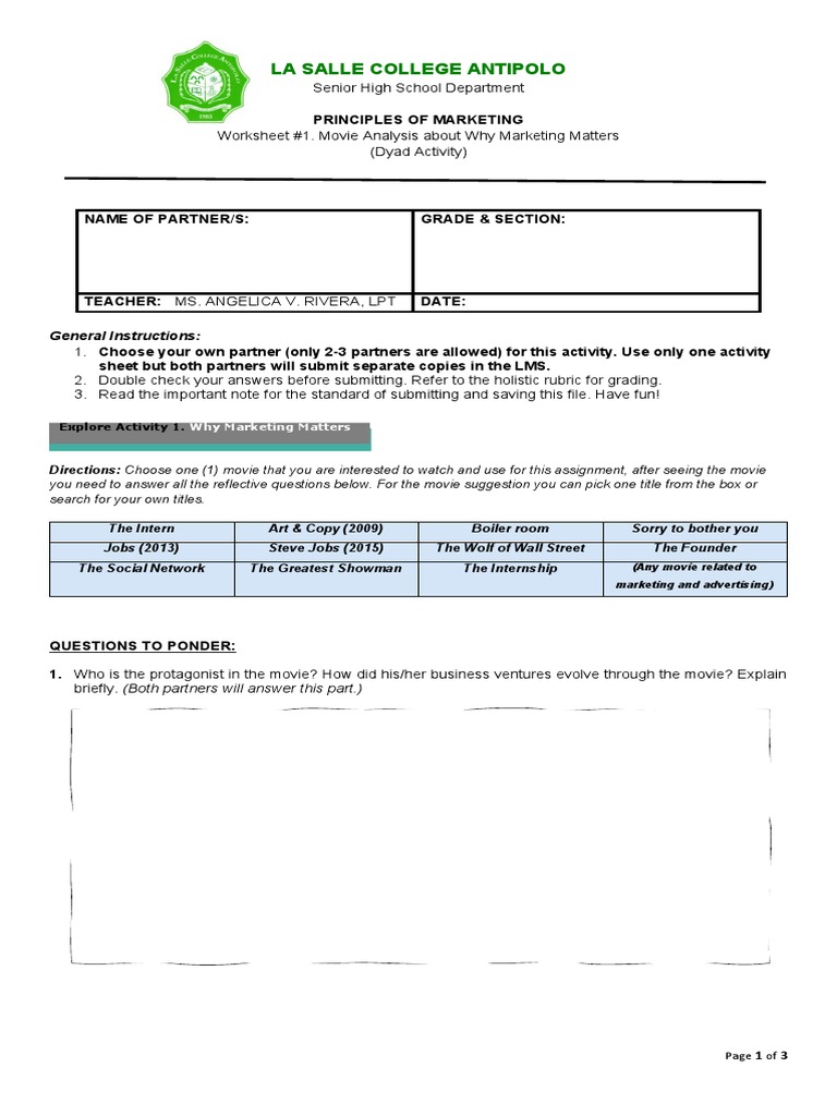WS #1 - Movie Analysis Assignment | PDF | Cognitive Science | Cognition
