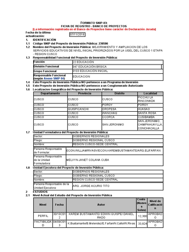 Mejoramiento y ampliación de los servicios educativos de nivel inicial priorizados por la UGEL ...