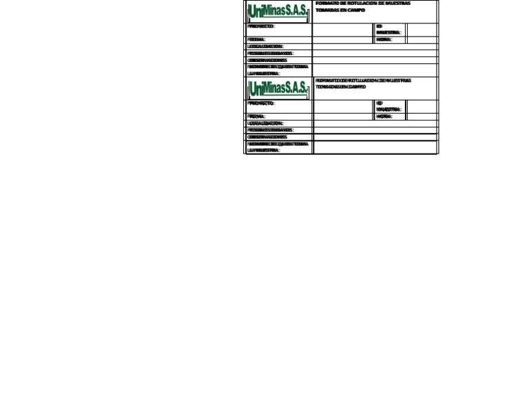 Formato de Rotulacion de Muestras Tomadas en Campo | PDF