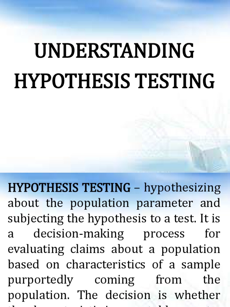 X. Understanding Hypothesis Testing PDF | PDF | Statistical Hypothesis ...