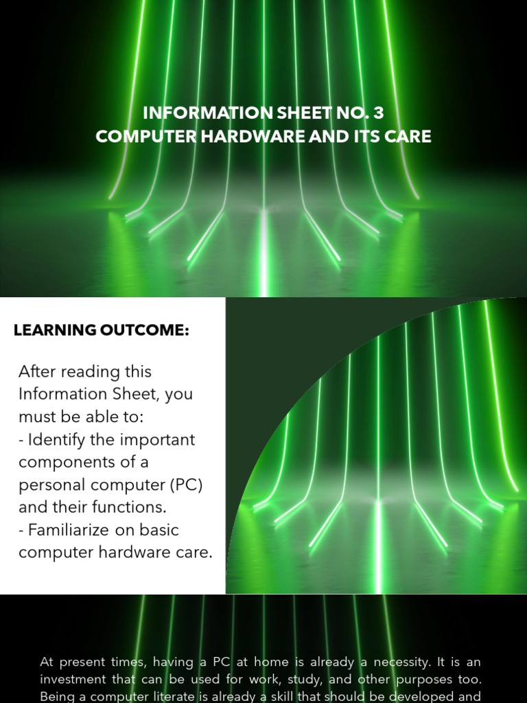 Information Sheet No 4 Computer Hardware And Its Care Download Free Pdf Computer Data