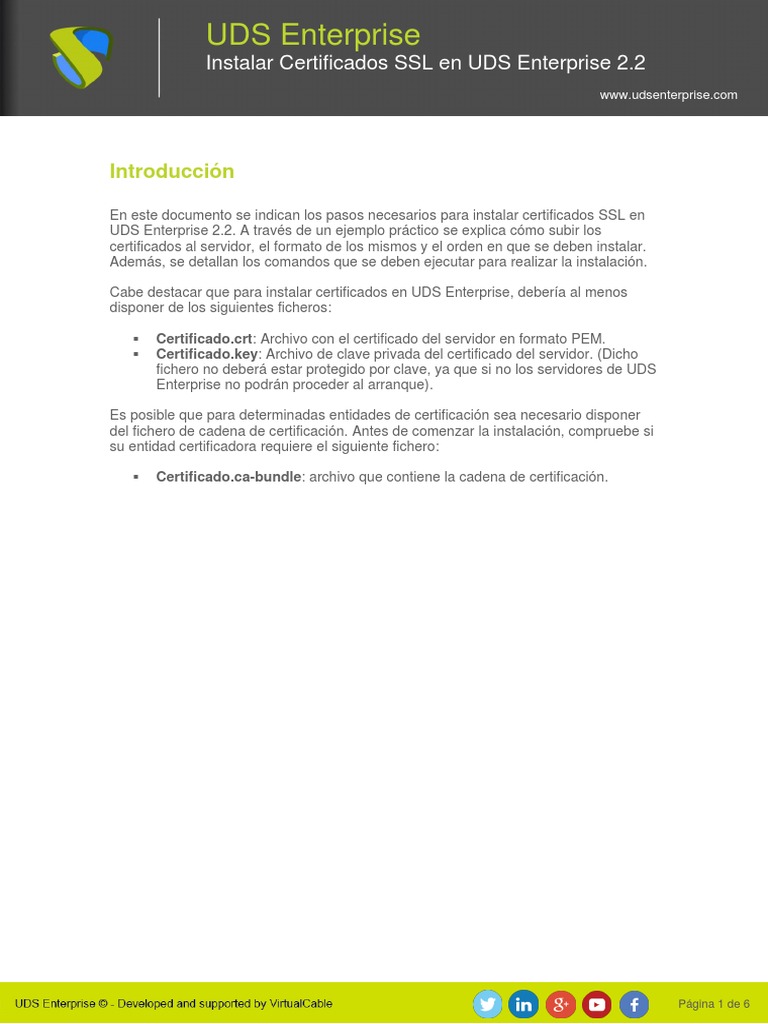 Instalar Certificados SSL en Uds Enterprise 22 | PDF | Archivo de computadora | Transport Layer ...