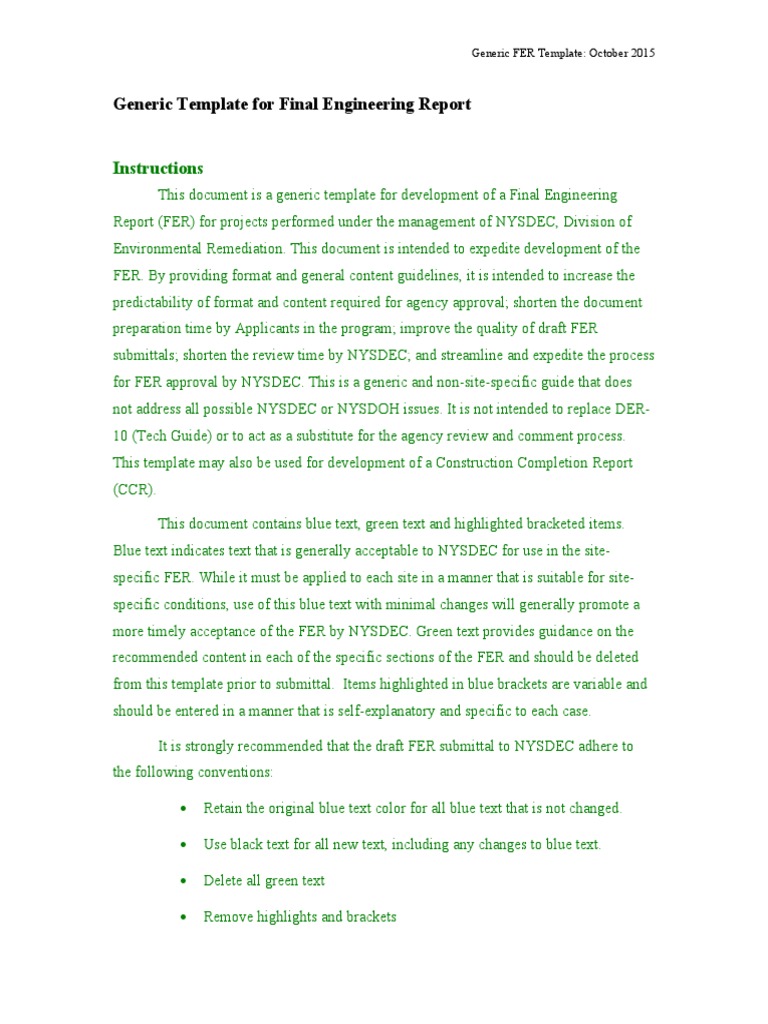 NYSDEC Final Engineering Report Template | PDF | Groundwater | Water